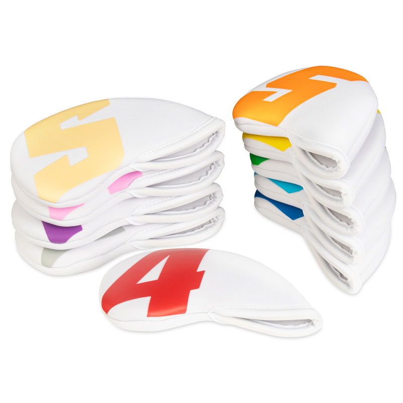 Colorful Numbers White Neoprene Golf Club Iron Headcovers Set ...