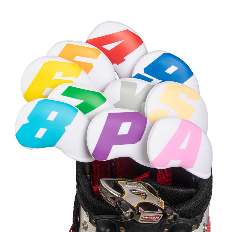 Colorful Numbers White Neoprene Golf Club Iron Headcovers Set ...