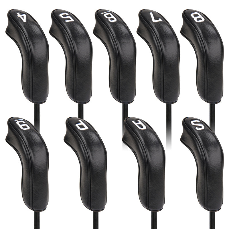 Black Leather White Numbers Golf Club Hybrid Iron Head Covers Set 9 PC ...
