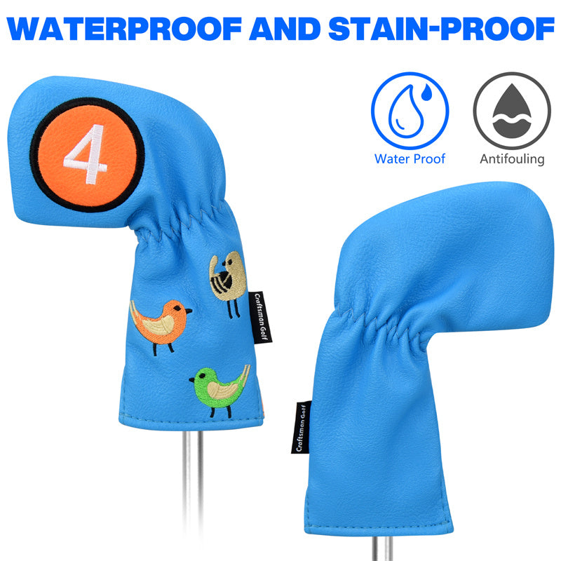 Birdies Blue Leather Golf Iron Head Covers 10pcs/Set – Craftsman Golf