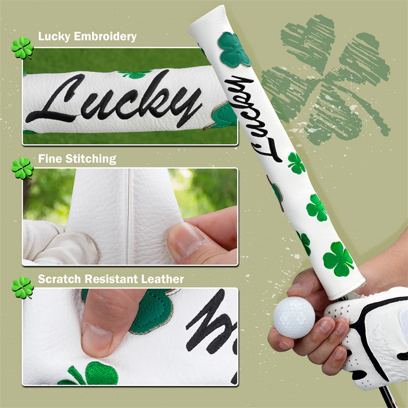 Four-Leaf Clover Leather Alignment Stick Cover – Craftsman Golf